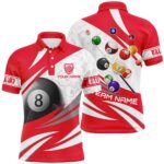 Red 3D Billiard Balls Polo Shirts Custom Pool League Billiard Polo ...