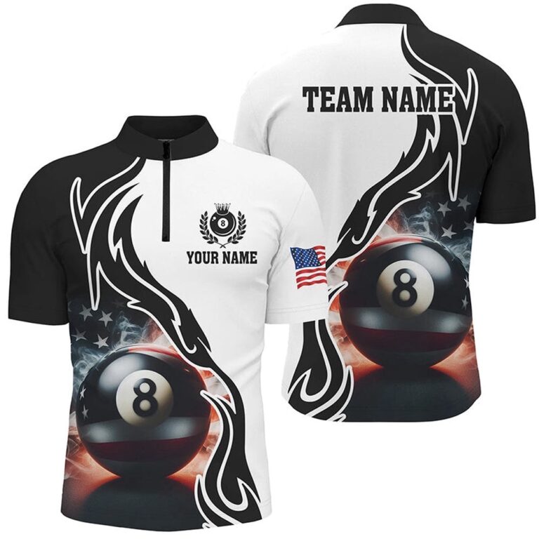 Style Black Red 8 Ball Billiard 3D Jersey Shirts, Custom 8 Ball Pool ...
