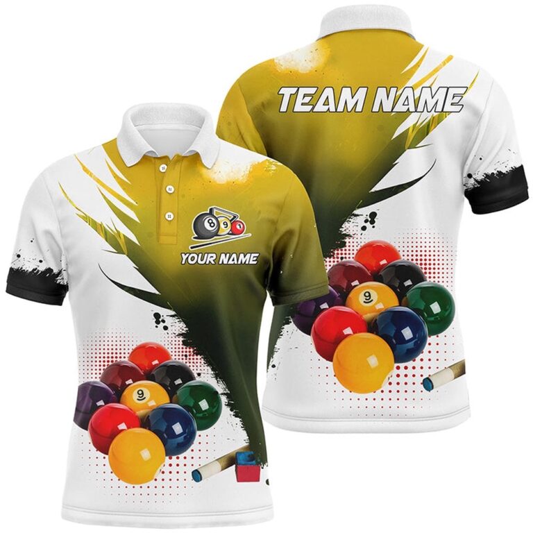 Billiard Balls Black White Hive 3D Polo Shirts, Custom Pool Billiards ...