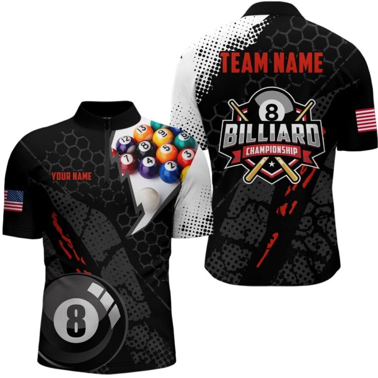 Black White 8 Ball Billiard 3D Jersey Shirts, 8 Ball Pool Team Jerseys ...