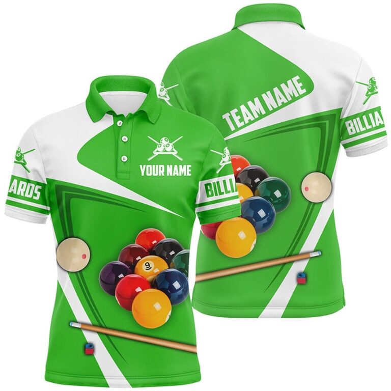 Billiard Ball Green Version 3D Polo Shirts Custom Billiard Team Uniform ...