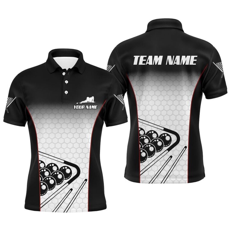 Billiard Balls Black White Hive 3D Polo Shirts, Custom Pool Billiards ...