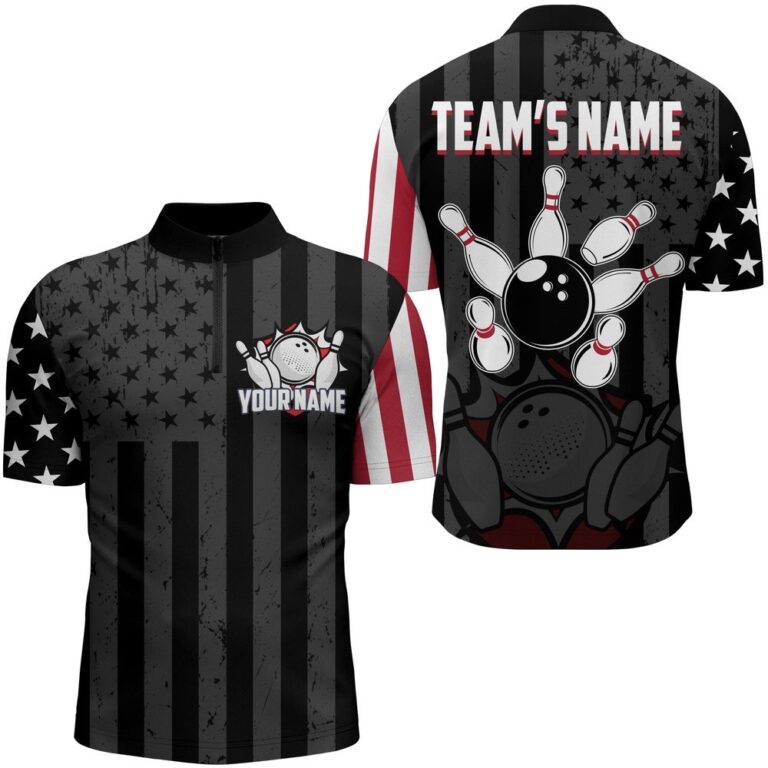 Black And Red Name Bowling Tournament Jersey For Men And Women, Bowling ...
