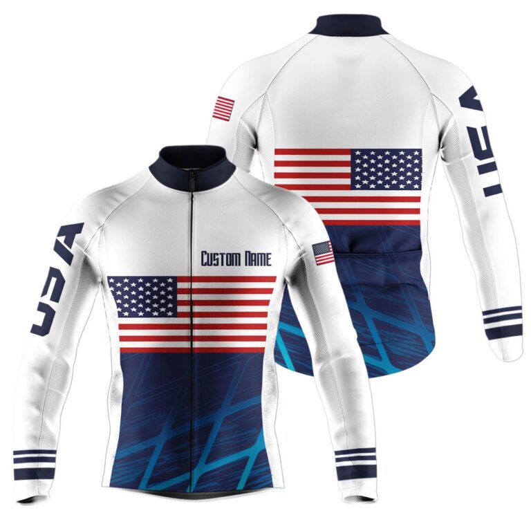 Usa Bike Shirt Women Cycling Jersey American Flag Full Zipper Cycle ...