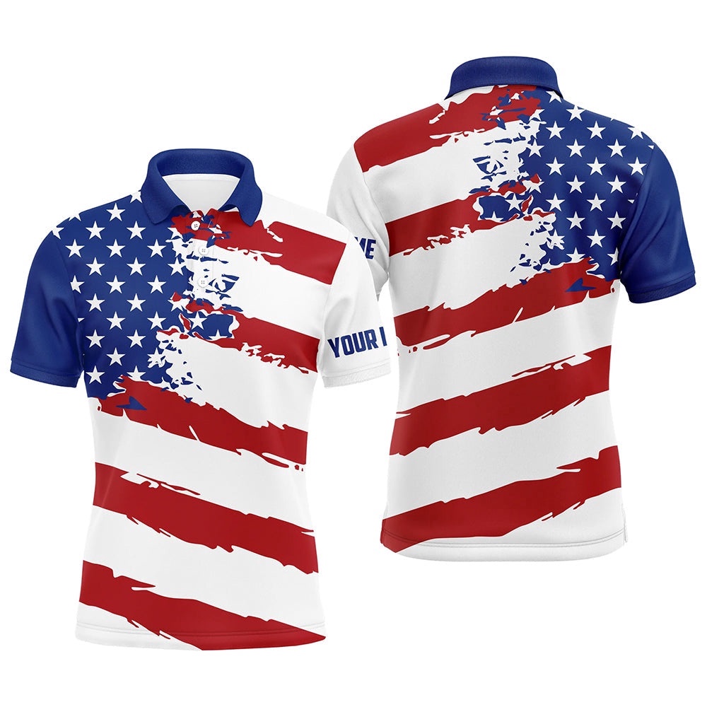 Men's Golf Polo Shirt Custom American Flag White Golf Ball Skin ...