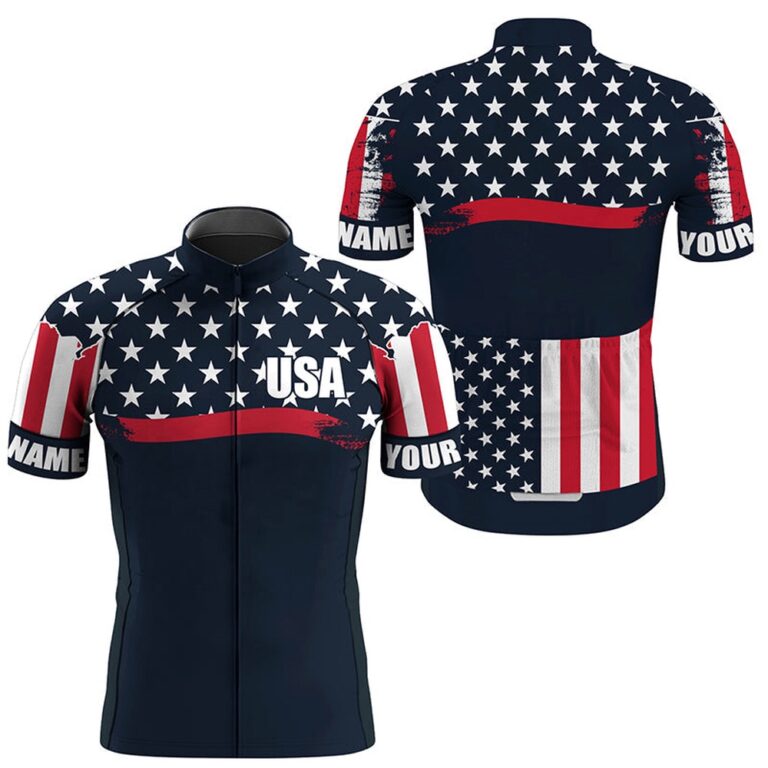 Usa Bike Shirt Women Cycling Jersey American Flag Full Zipper Cycle ...