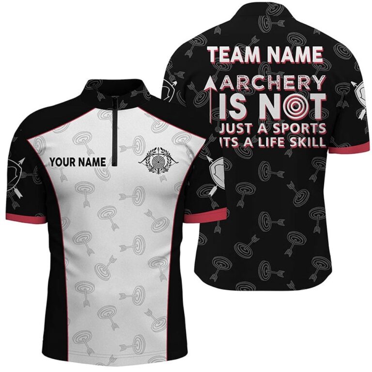 Aim Shoot Swear Repeat Archery Jersey Shirts For Men US Flag Arrow ...