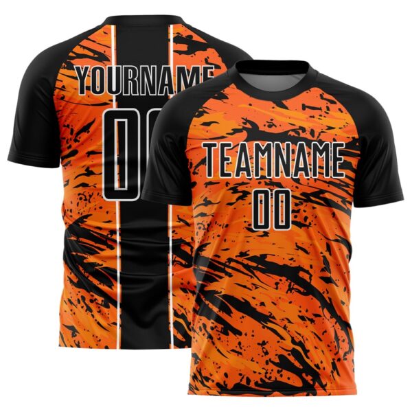 Bay Orange Black White Abstract Fluid Sublimation Soccer Uniform Jersey ...