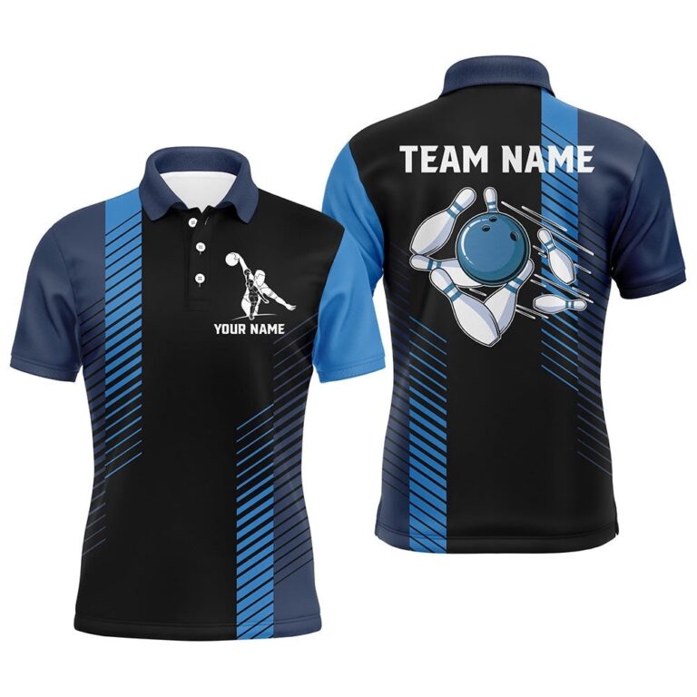Men's Bowling Team Shirt Flame Bowling Polo Shirt Custom Funny Bowling ...
