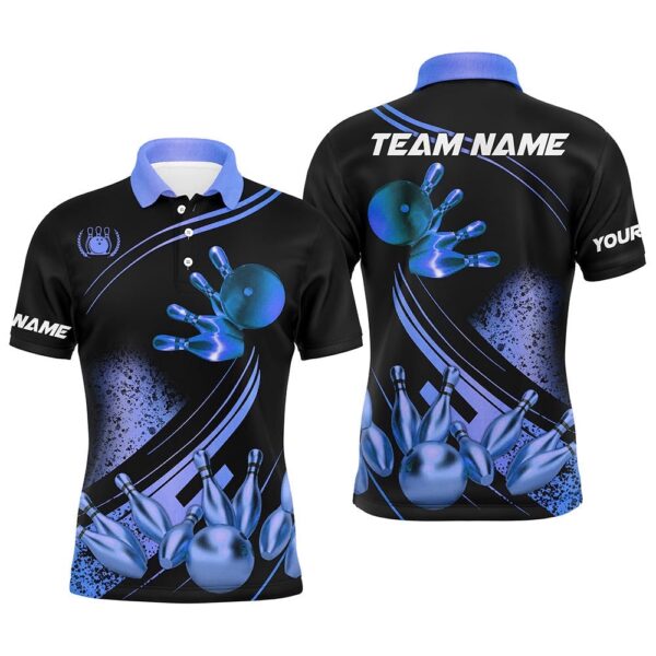 Black Retro Vintage Bowling Polo Shirts For Men Custom Bowling Team ...