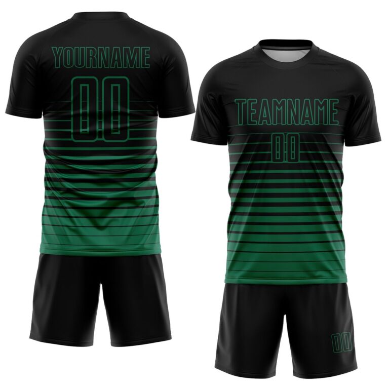 Black Kelly Green Pinstripe Fade Fashion Sublimation Soccer Uniform ...