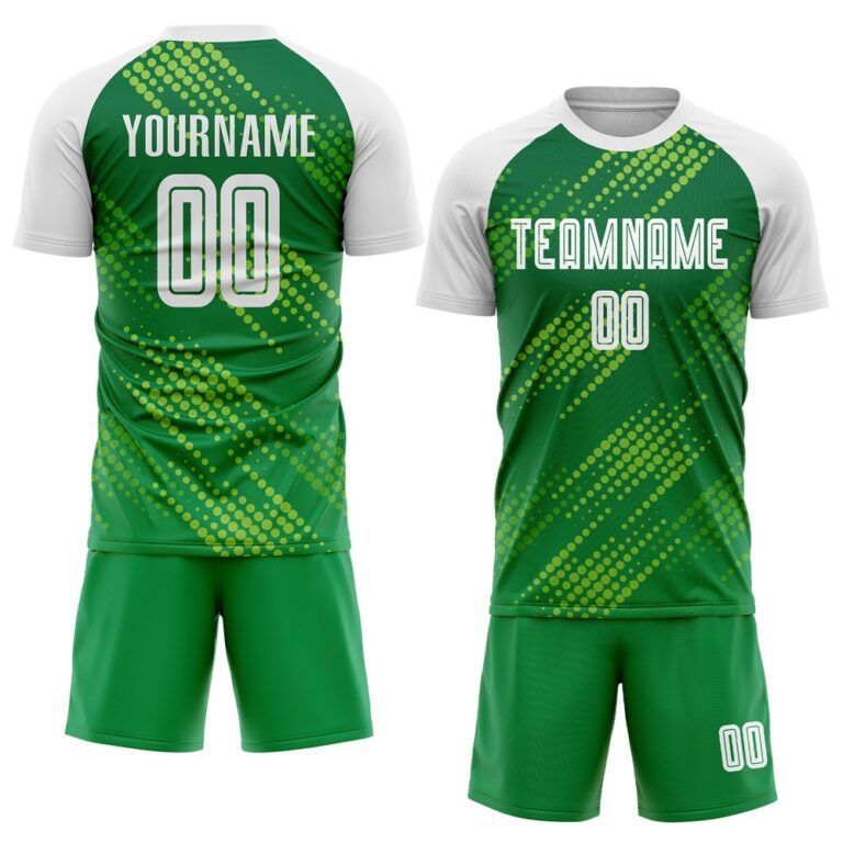 Neon Green White Kelly Green Sublimation Soccer Uniform Jersey, Custom ...