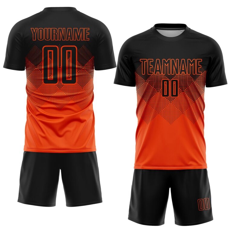 Orange Black Sublimation Soccer Uniform Jersey, Custom Team Soccer ...