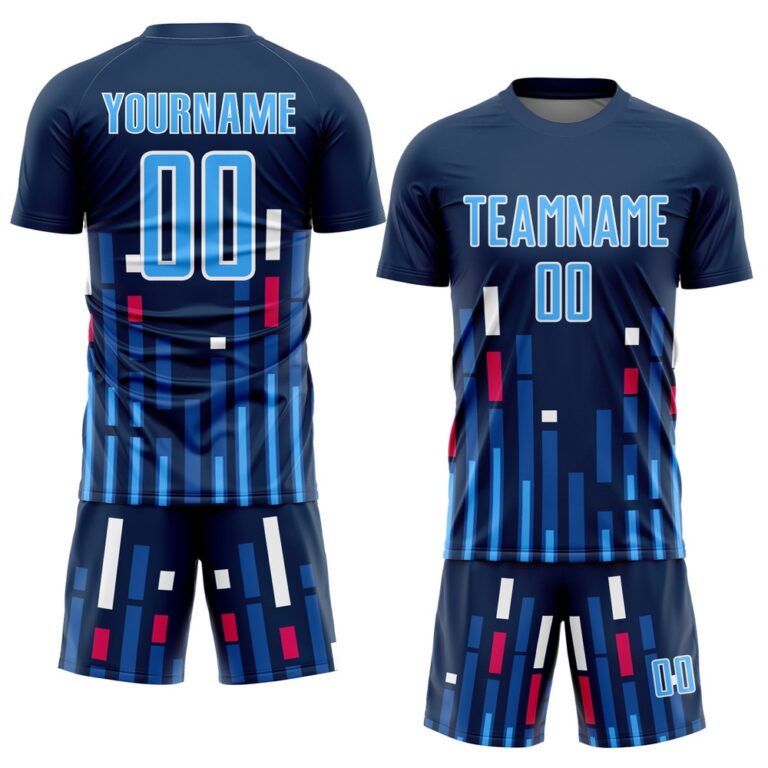 US Navy Blue Sky Blue White Lines Sublimation Soccer Uniform Jersey ...