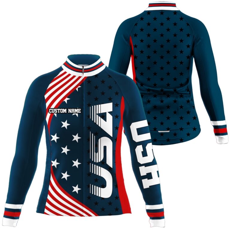 Usa Bike Shirt Women Cycling Jersey American Flag Full Zipper Cycle ...