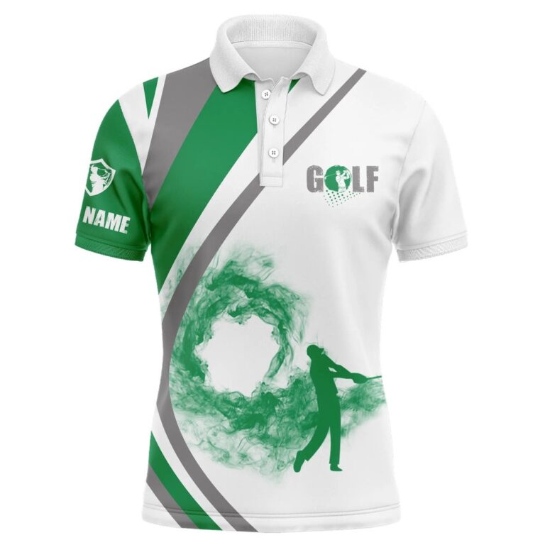 White Short Sleeve, Long Sleeve Golf Polo Shirts For Men's Custom Name ...