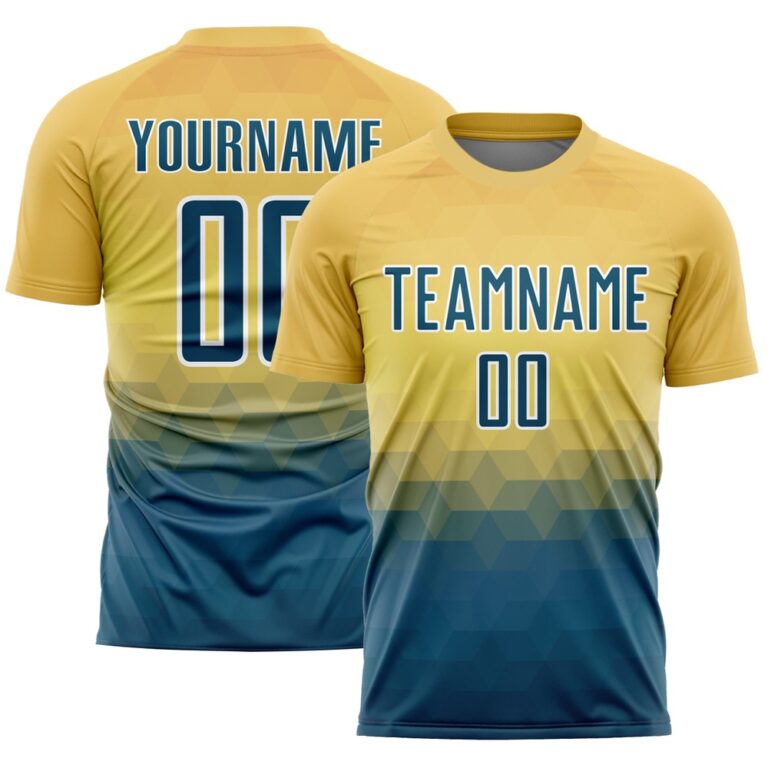 Yellow US Navy Blue White Geometric Triangle Sublimation Soccer Uniform ...