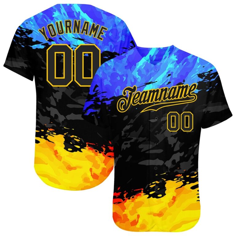 Royal Yellow-Black Authentic Fade Fashion Baseball Jersey, Custom ...
