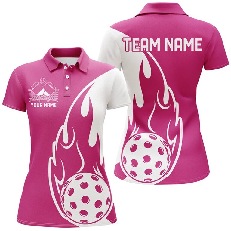 Custom Pink Flame Pickleball Shirts For Women, Pickleball Team Uniform ...
